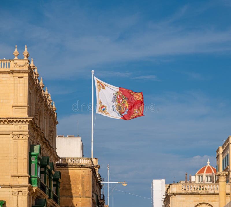 Flag in Valletta Malta editorial photo. Image of scenery - 381234186