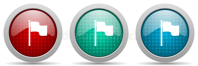 Flag Vector Icon Set, Glossy Web Buttons Collection Stock Vector ...
