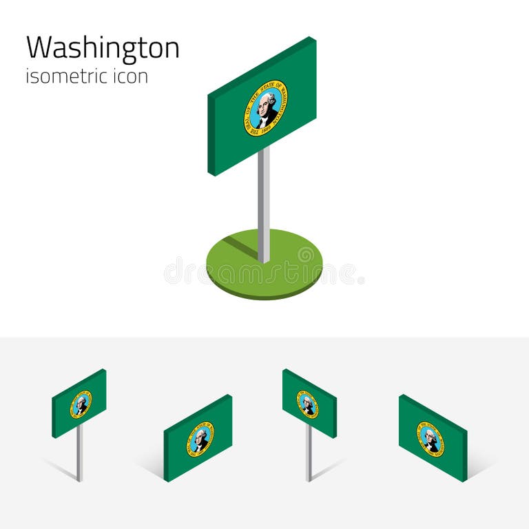 Flag of Washington State USA, Vector 3D Isometric Icons Stock Vector ...