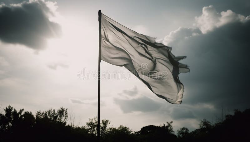 Flag Waving in Majestic Pride Against Dramatic Blue Sky Outdoors ...