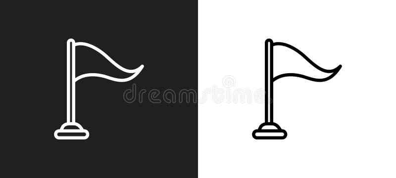 Flag Waving Outline Icon in White and Black Colors. Flag Waving Flat ...