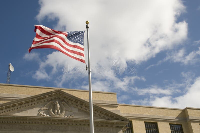 Flag Waving Outside of Courthouse Stock Image - Image of stripes, blue ...