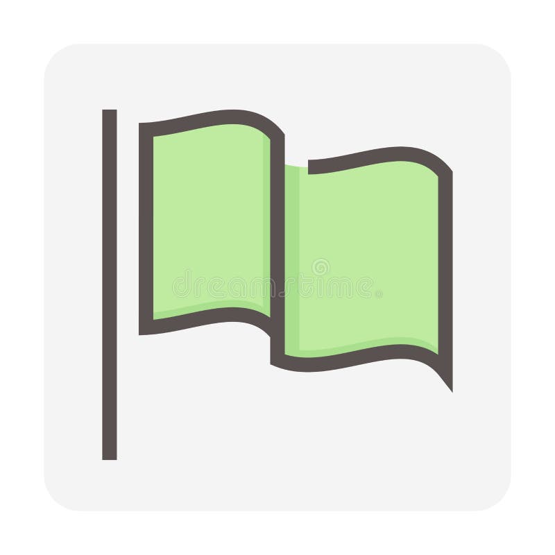 Flag Waving and Pole or Flagpole Vector Icon, 48x48 Pixel Perfect and ...