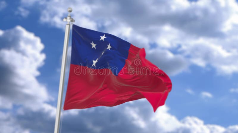 Flag Waving Against the Blue Sky Samoa Stock Footage - Video of ...