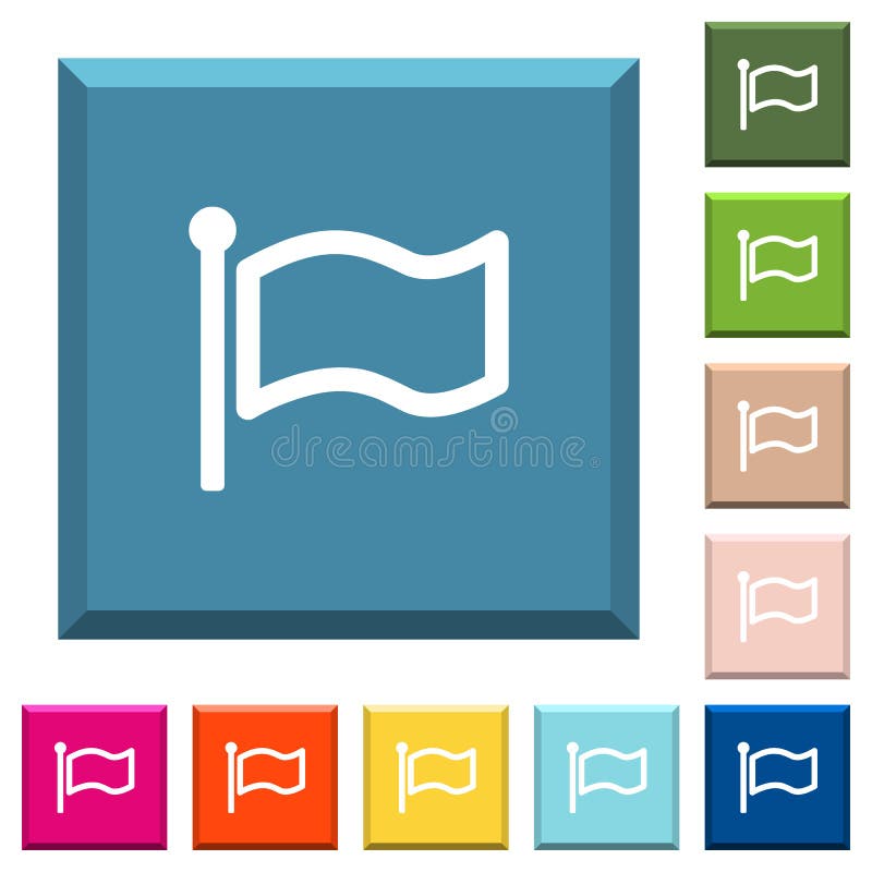 Flag White Icons on Edged Square Buttons Stock Vector - Illustration of ...