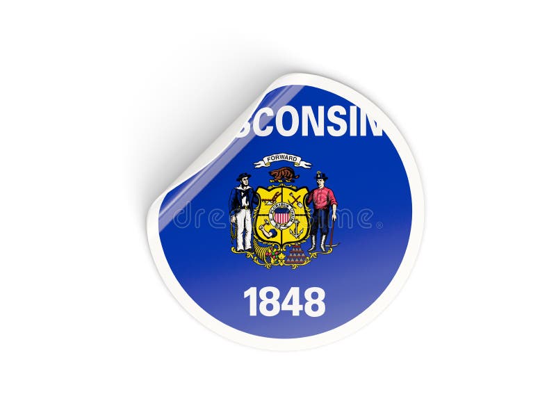 Flag of Wisconsin, US State Round Sticker Stock Illustration ...