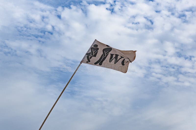 A Flag with the Word Two on it is Flying in the Sky Stock Photo - Image ...