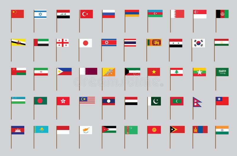 Etykieta - Flagi Azji ilustracja wektor. Ilustracja złożonej z tajwan ...