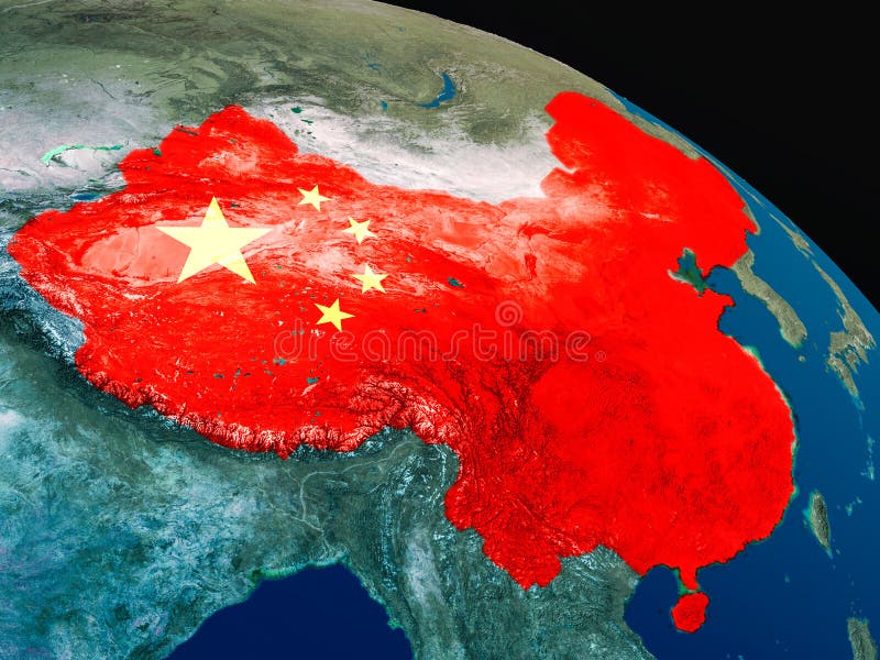 Chiny Z Flaga Na Kuli Ziemskiej Ilustracji - Ilustracja złożonej z asia ...