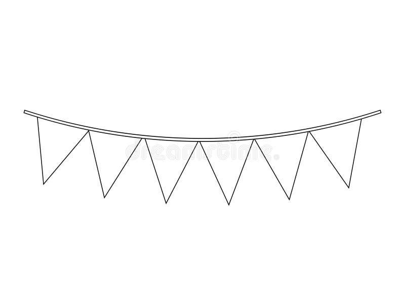 Celebration Triangle Flag Line Art For Coloring Book Icon Cartoon Stock Vector Illustration