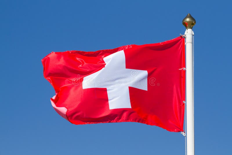 Schweiziska flaggan fotografering för bildbyråer. Bild av krusning ...