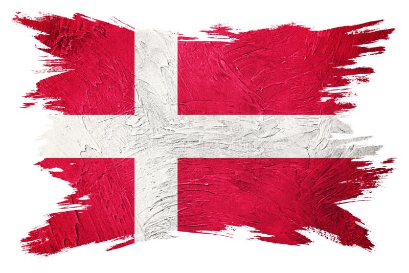 Flagga I Danmark Danmarks Flagga Med Grym Textur Penseldrag Stock ...