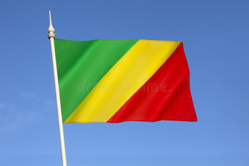Flagge der Republik Kongos stockfoto. Bild von fahnenmast - 47523400