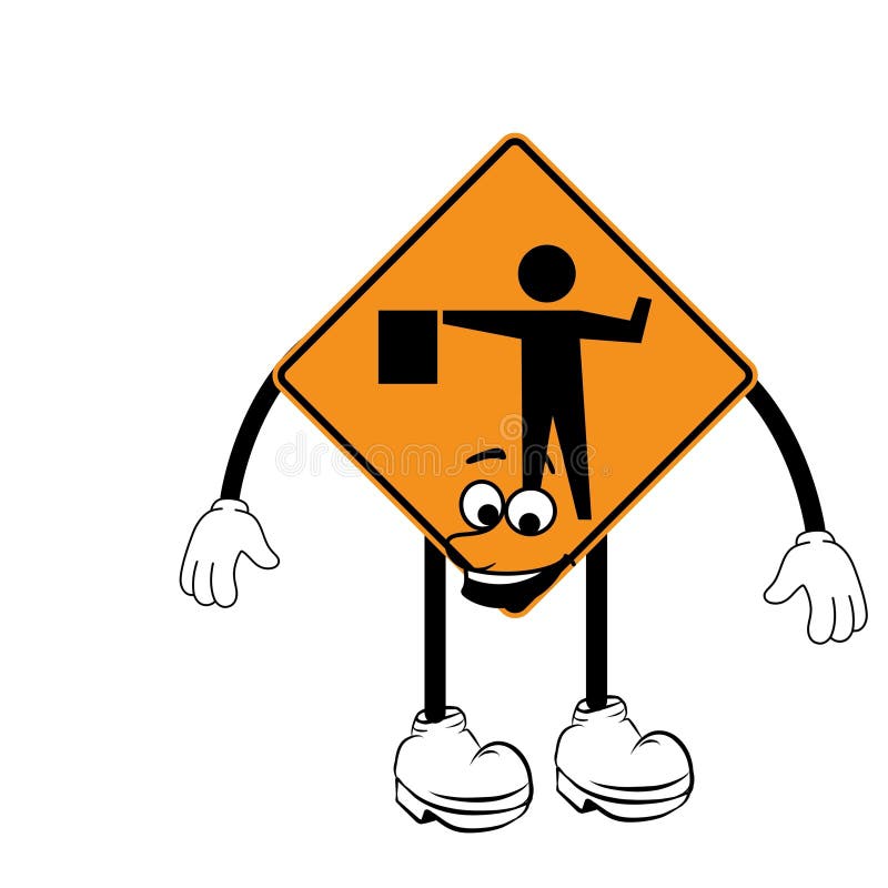 Flagger ahead stock illustration. Illustration of horizontal - 345237986