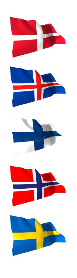Flaggor Av Skandinavien, Scandinavian Nordliga Stater, Banersymboler F ...