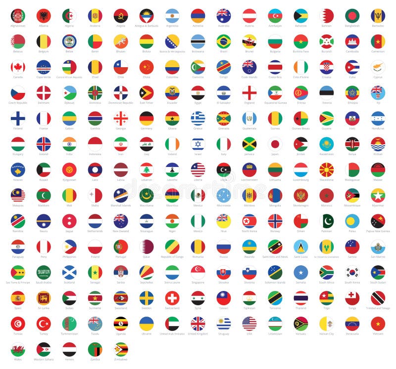All National Flags of the World with Names - High Quality Vector Flag ...