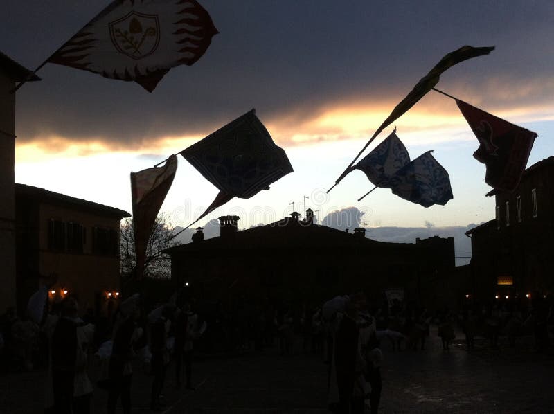 Flags in the air stock photo. Image of silhouette, tuscany - 42605490