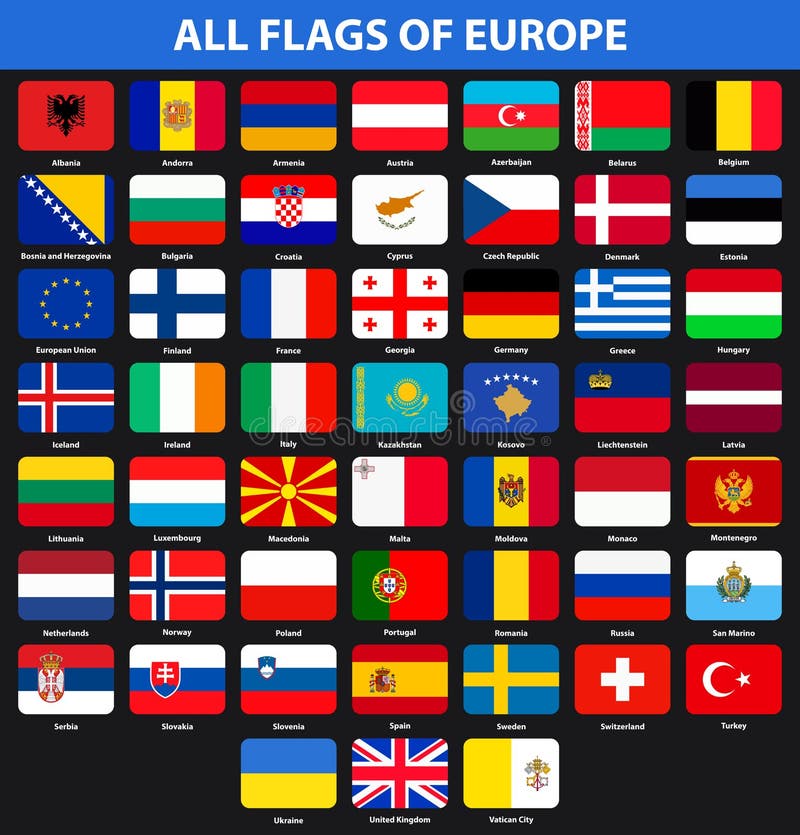 Flags of All Countries of Europe. Flat Style Stock Vector ...