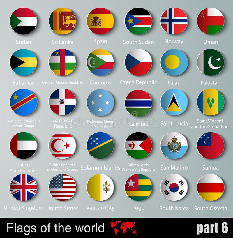 Flags of All Countries with Shadows Stock Vector - Illustration of ...