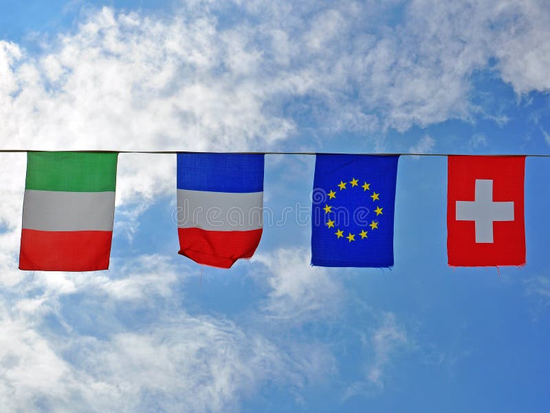 Flags of alpine countries stock image. Image of heaven - 60062559