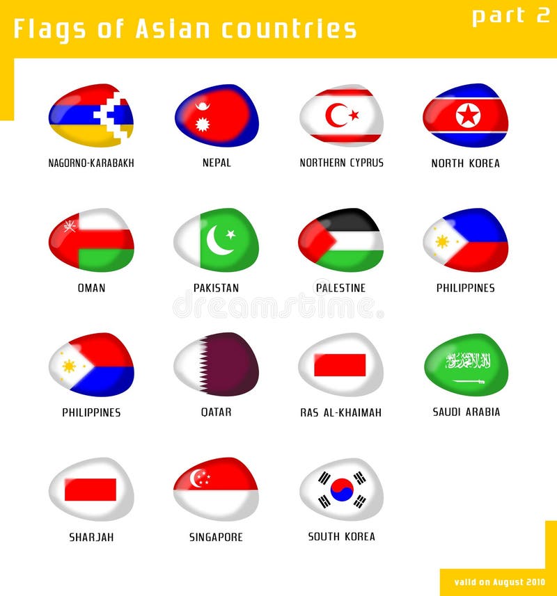 Flags of Asia stock vector. Illustration of arab, color - 16411198