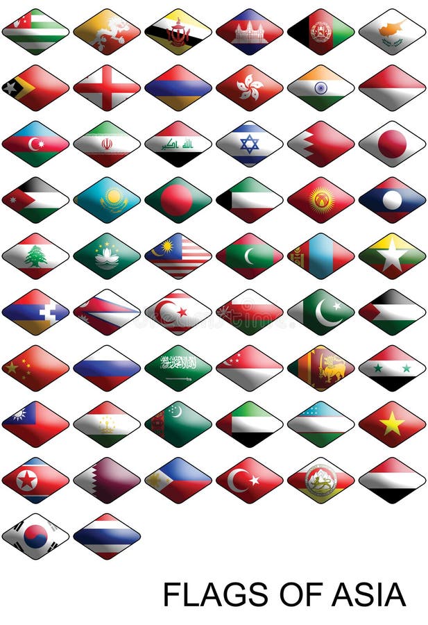 Glossy Buttons Flags of Asian Continent Stock Vector - Illustration of ...