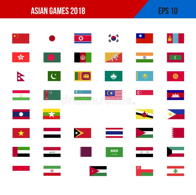 Flags in Asian games 2018 stock vector. Illustration of flag - 103365274