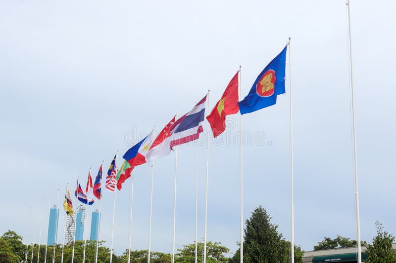 The Flags of Association of Southeast Asian Nations the Clear Blue Sky ...