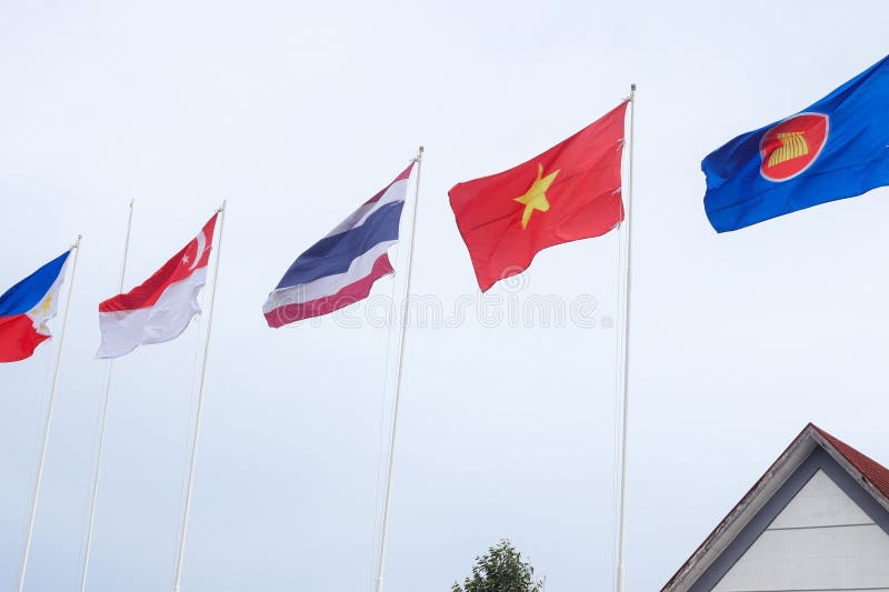 The Flags of Association of Southeast Asian Nations the Clear Blue Sky ...