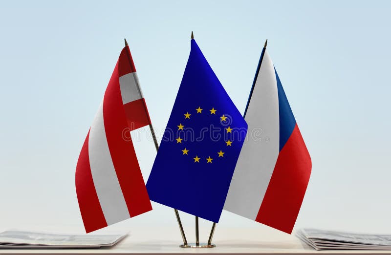 Flags of Austria European Union and Czech Republic Stock Photo - Image ...