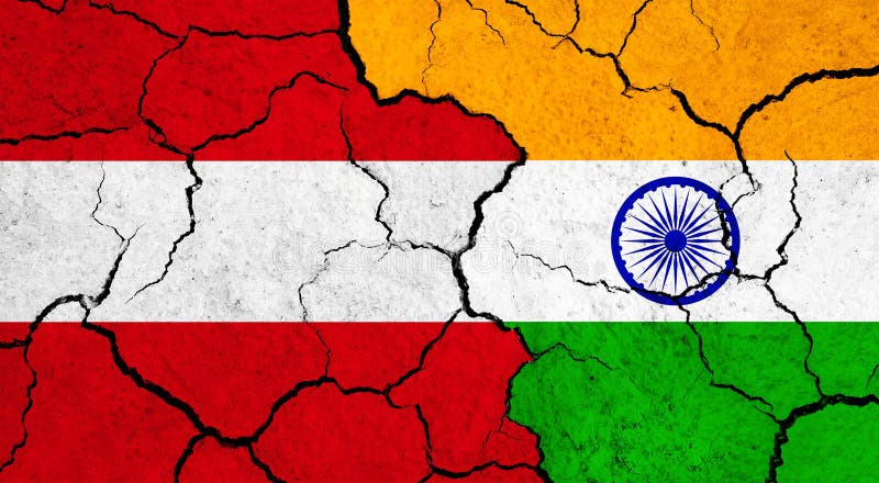 Flags of Austria and India on Cracked Surface Stock Illustration ...