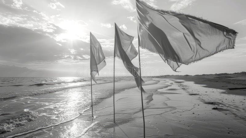 Flags on Beach stock photo. Image of coastal, flags - 375660912