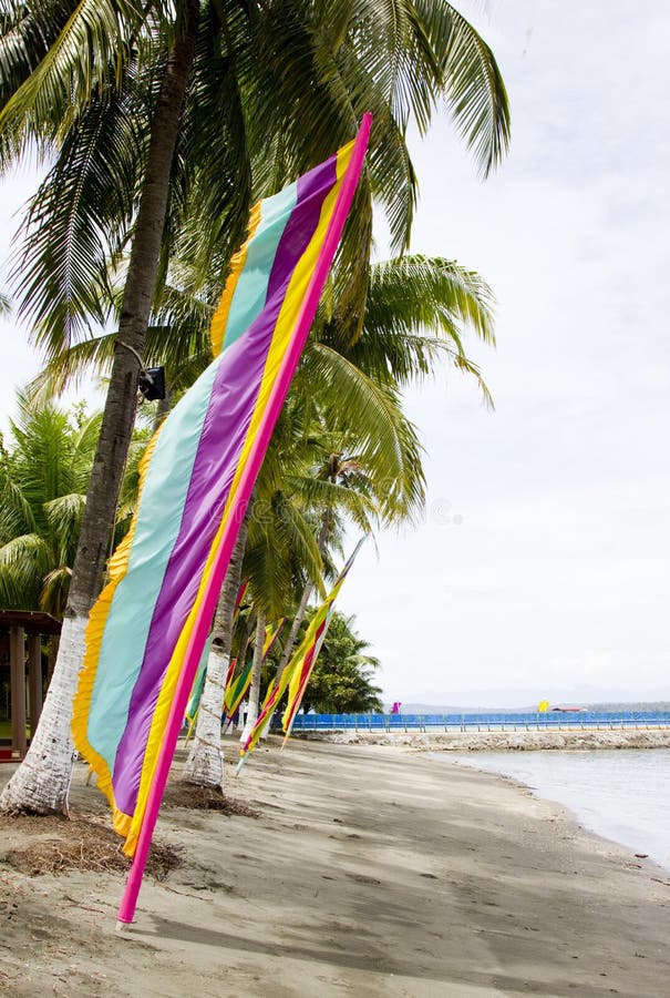 Flags on a beach stock photo. Image of colours, colourful - 36498326