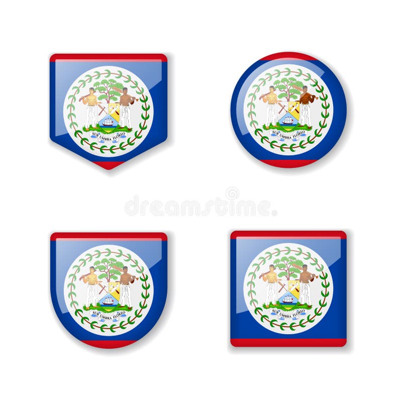 Flags of Belize - Glossy Collection Stock Illustration - Illustration ...