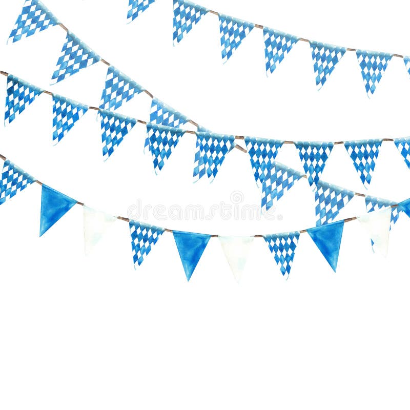 Flags with Blue, Rhombus on White Background Hanging on a Rope Banner ...