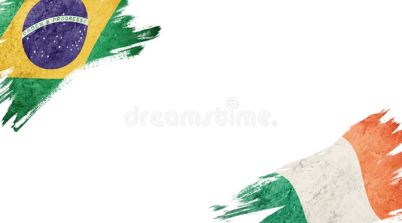 Flags of Brazil AndÂ Ireland on White Background Stock Image - Image of ...