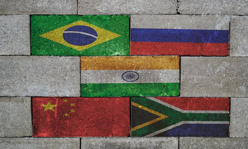 Flags of Brics States on Brick Wall Conceptual Photo Stock Photo ...