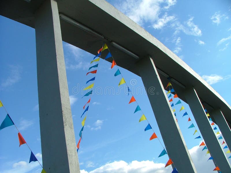 Flags on the bridge frame stock photo. Image of flap, decor - 164910