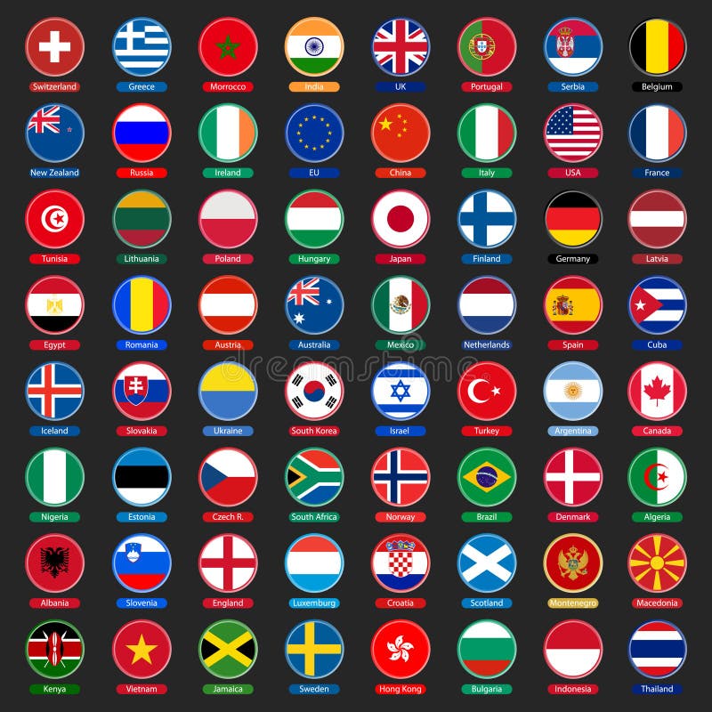 Flags buttons stock vector. Illustration of flag, badge - 5852110