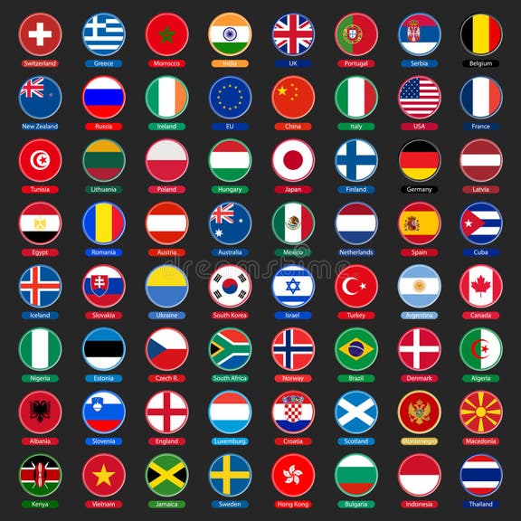 Flags buttons stock vector. Illustration of flag, badge - 5852110