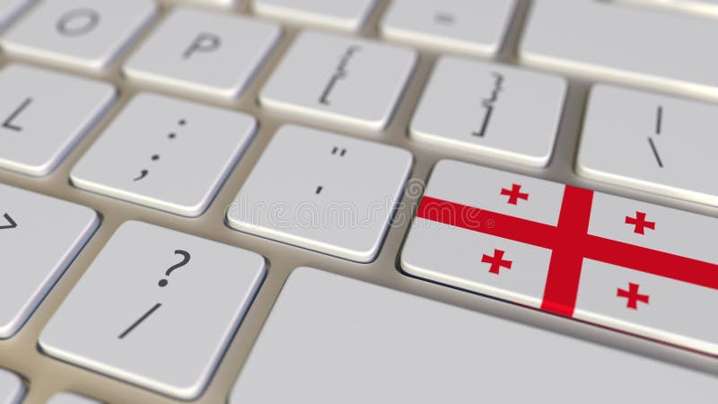 Key with Flag of Georgia on the Computer Keyboard Switches To Key with ...