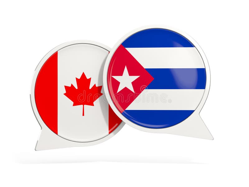 Canada and Cuba and USA Realistic Three Flags Together Stock ...