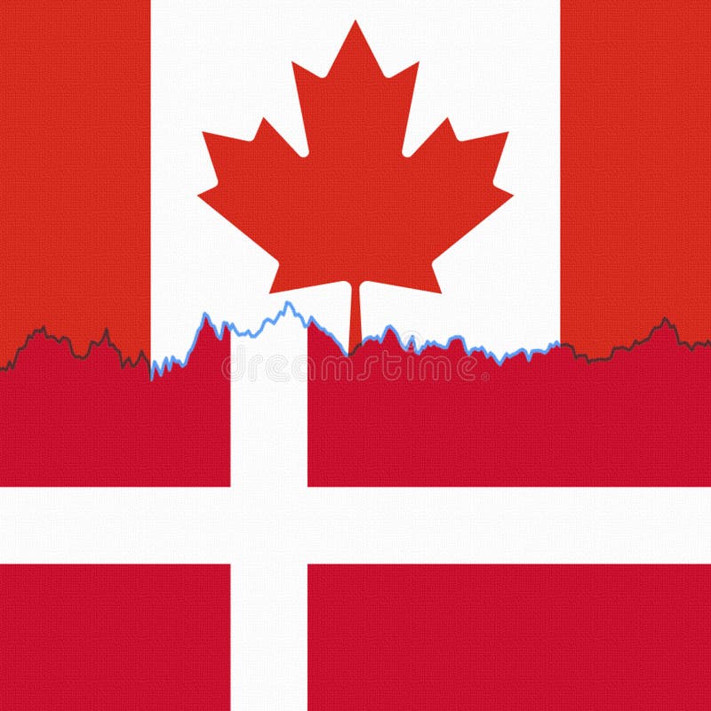 The Flags of Canada and Denmark Separated by a Line Chart. Stock ...