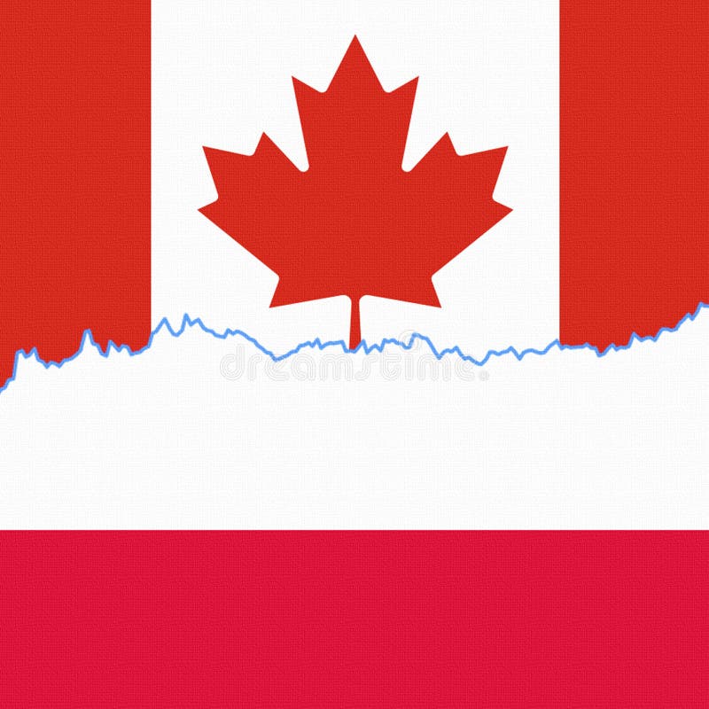 The Flags of Canada and Poland Separated by a Line Chart. Stock ...