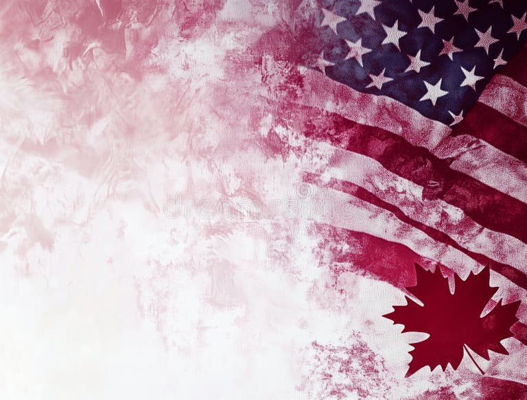 Flags of Canada and the United States Blending Together in a Creative ...