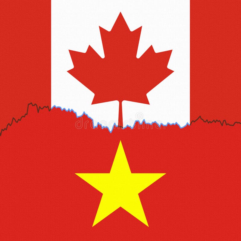 The Flags of Canada and Vietnam Separated by a Line Chart. Stock ...