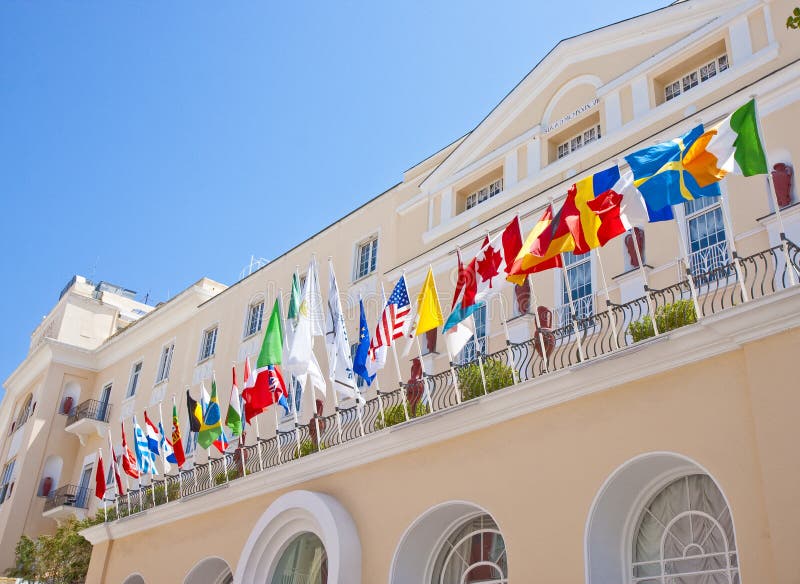Flags on Capri Hotel stock image. Image of beautiful - 10367059