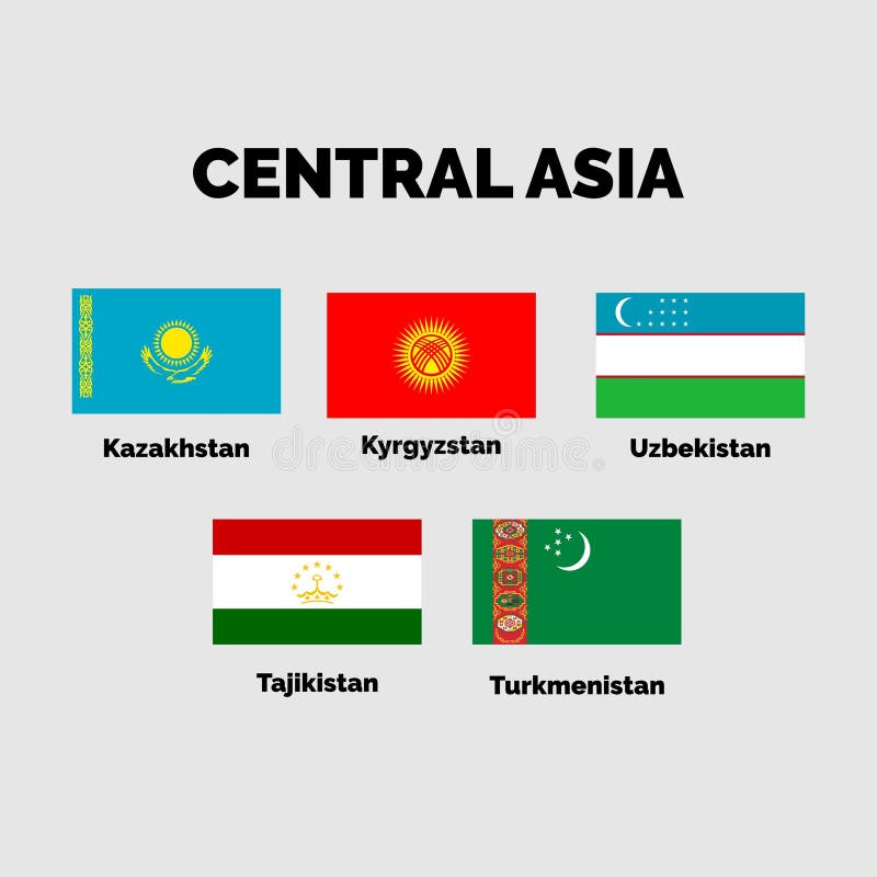 Flags of Central Asian Countries Stock Vector - Illustration of design ...