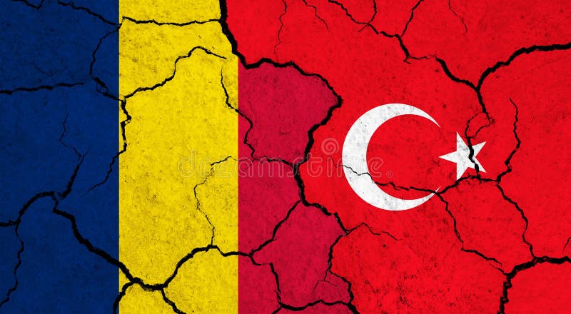 Flags of Chad and Turkey on Cracked Surface Stock Illustration ...