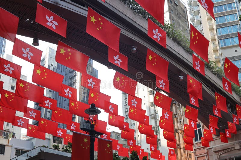 Flags of China and Hong Kong at Wan Chai 23 Sept 2022 Editorial ...